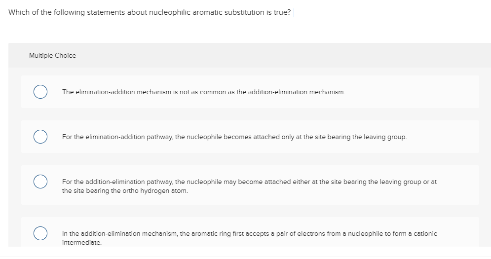 Solved Which of the following statements about nucleophilic | Chegg.com