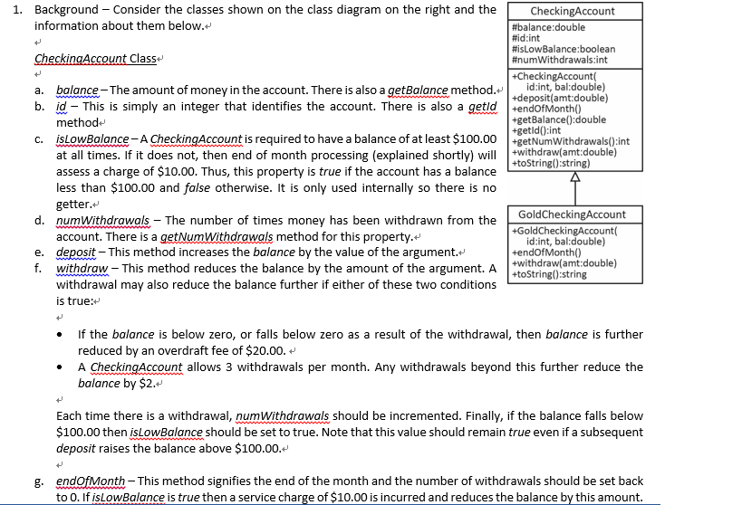 Solved 1. Background Consider the classes shown on the class | Chegg.com