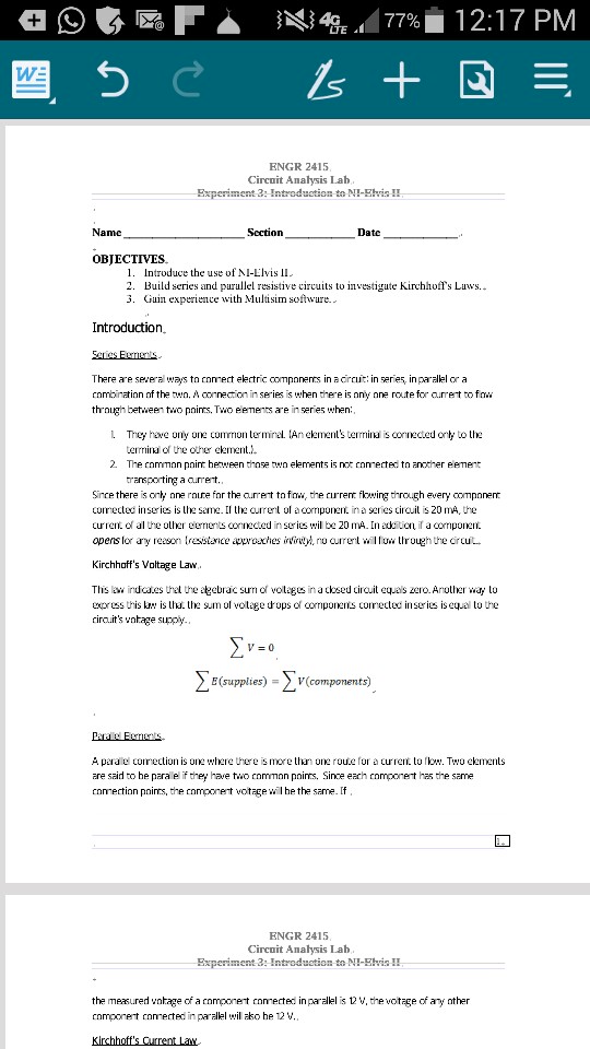 Solved LTE ENGR 2415 Circuit Analysis Lab Bxperiment 2: | Chegg.com