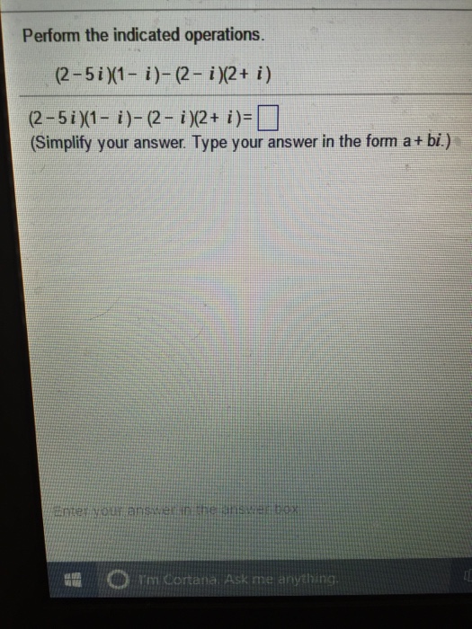 Solved Perform the indicated operations. (2-5i)(1- i)-(2- | Chegg.com