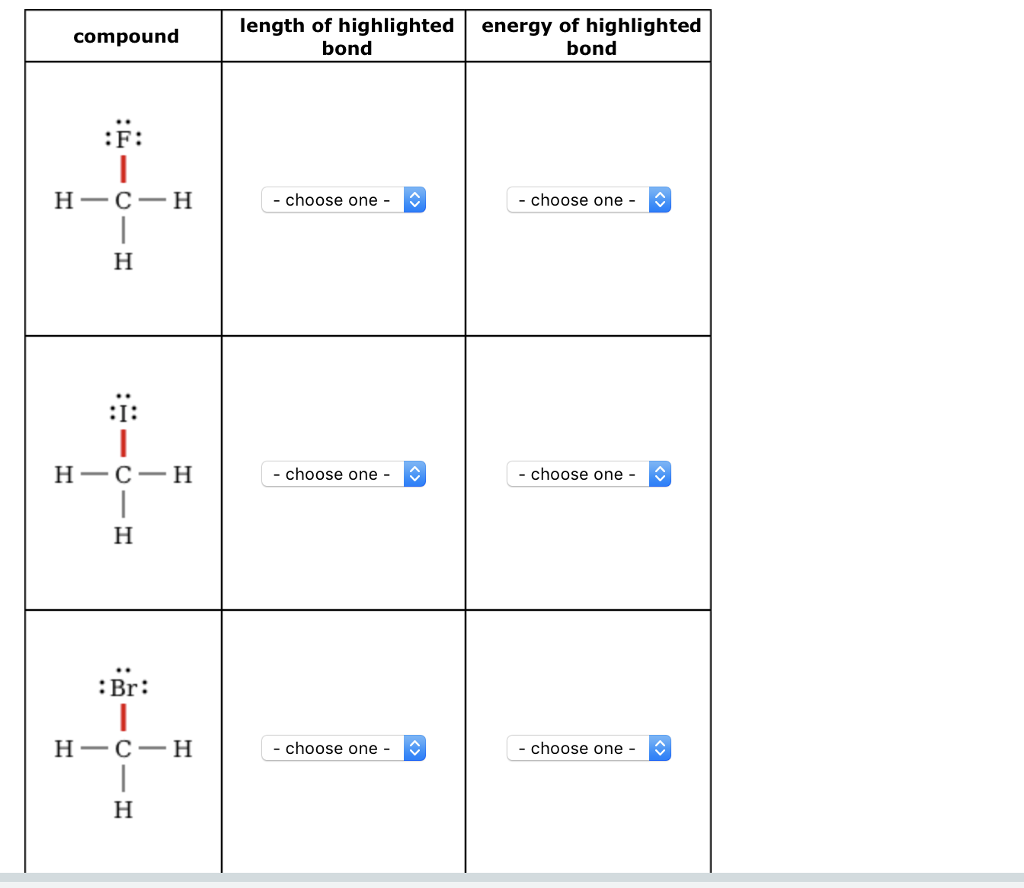 Solved put them in order frrom longest to shortest bond and | Chegg.com