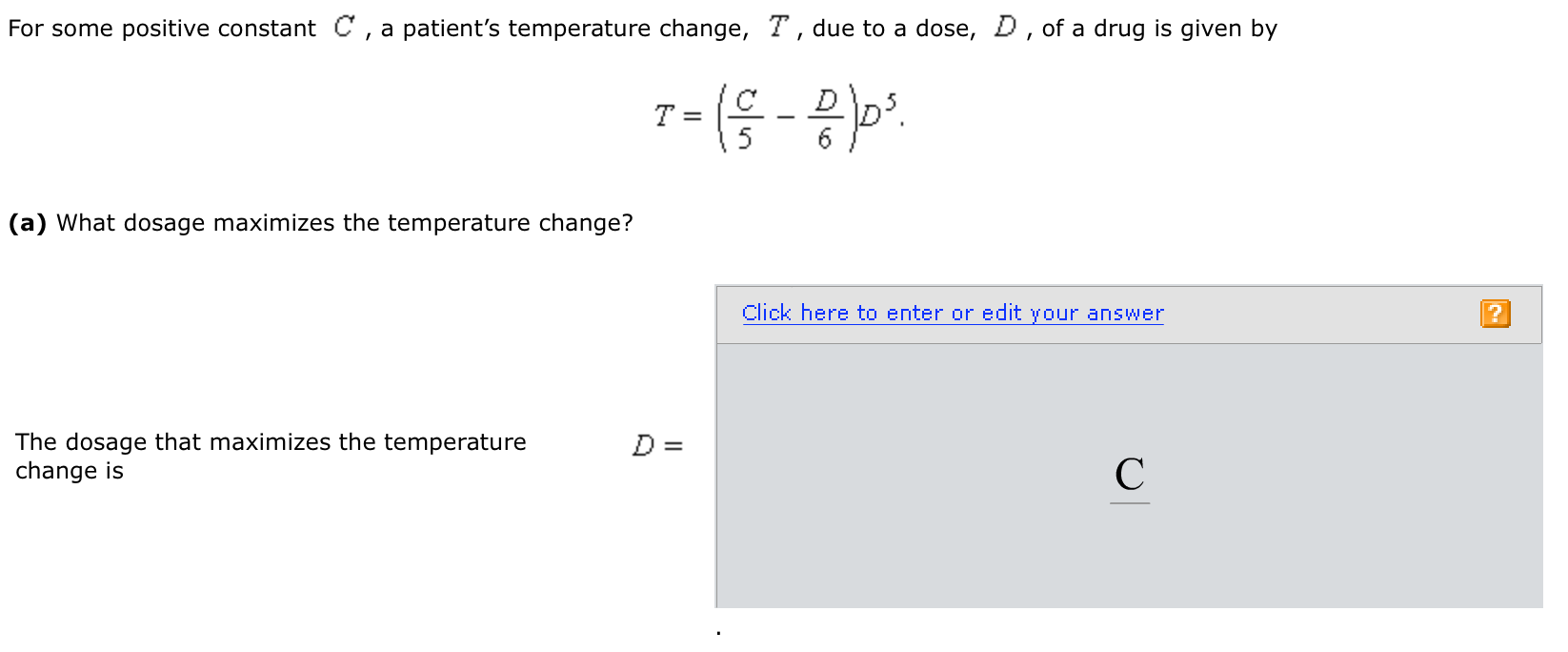 Solved For some positive constant C , a patient's | Chegg.com