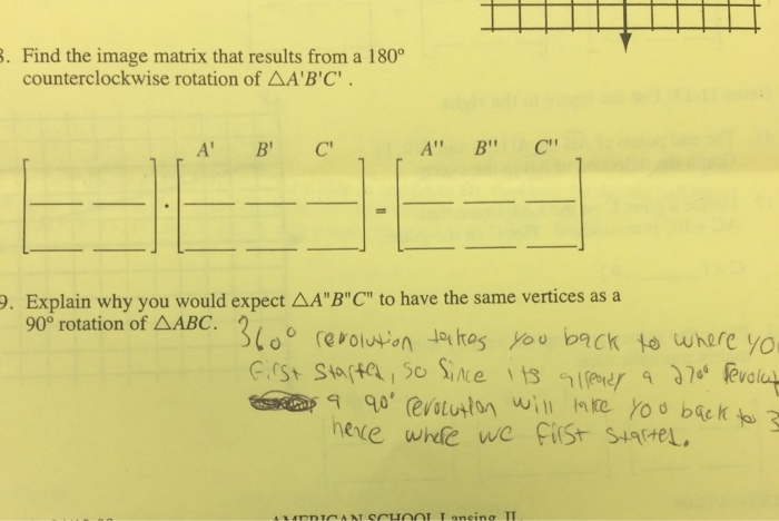 Solved 18. find the image matrix that results from a 180° | Chegg.com