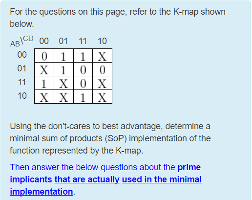 Solved For the questions on this page, refer to the K-map | Chegg.com