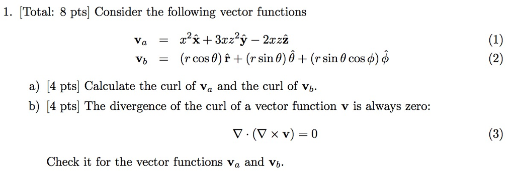 Solved Consider The Following Vector Functions V A X 2 X