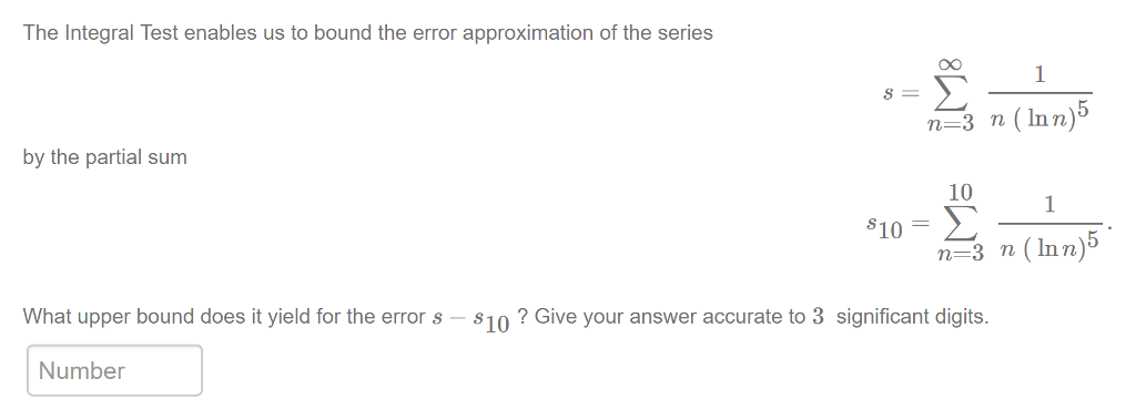 Solved The Integral Test enables us to bound the error | Chegg.com