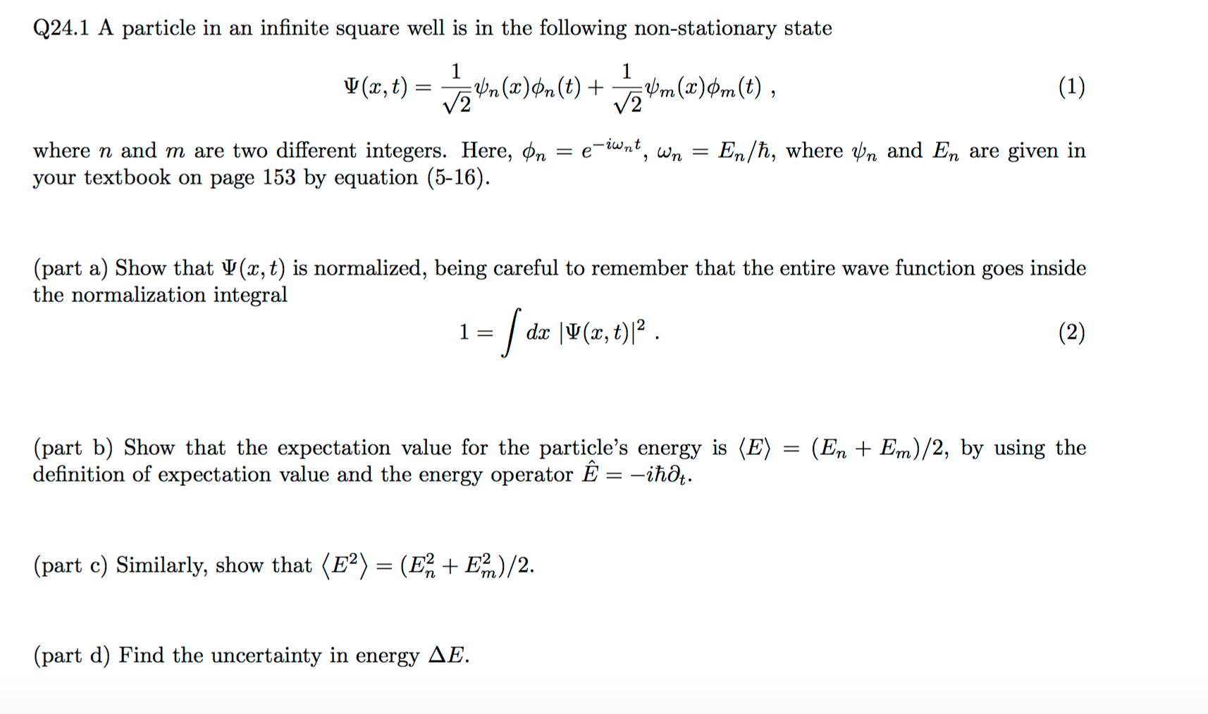 Solved A particle in an infinite square well is in the | Chegg.com