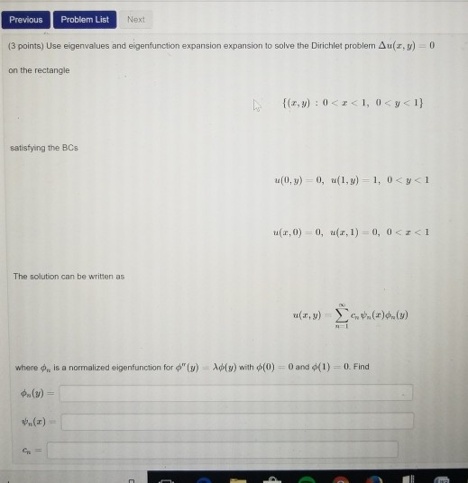 Solved Previous Problem List Next (3 points) Use eigenvalues | Chegg.com