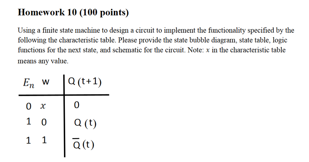 Solved Homework 10 (100 points) Using a finite state machine | Chegg.com