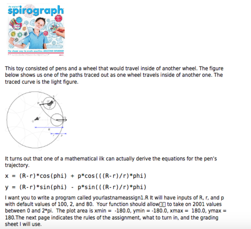 Solved spirograph This toy consisted of pens and a wheel | Chegg.com
