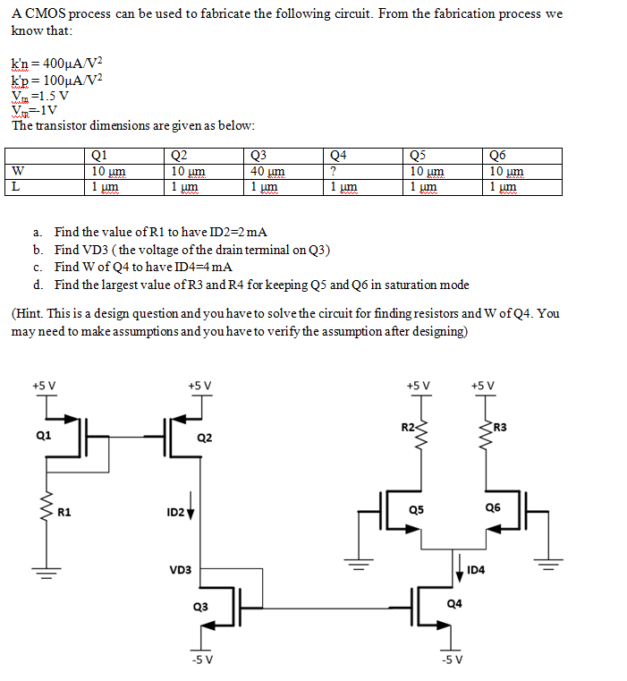 Solved A CMOS process can be used to fabricate the following | Chegg.com