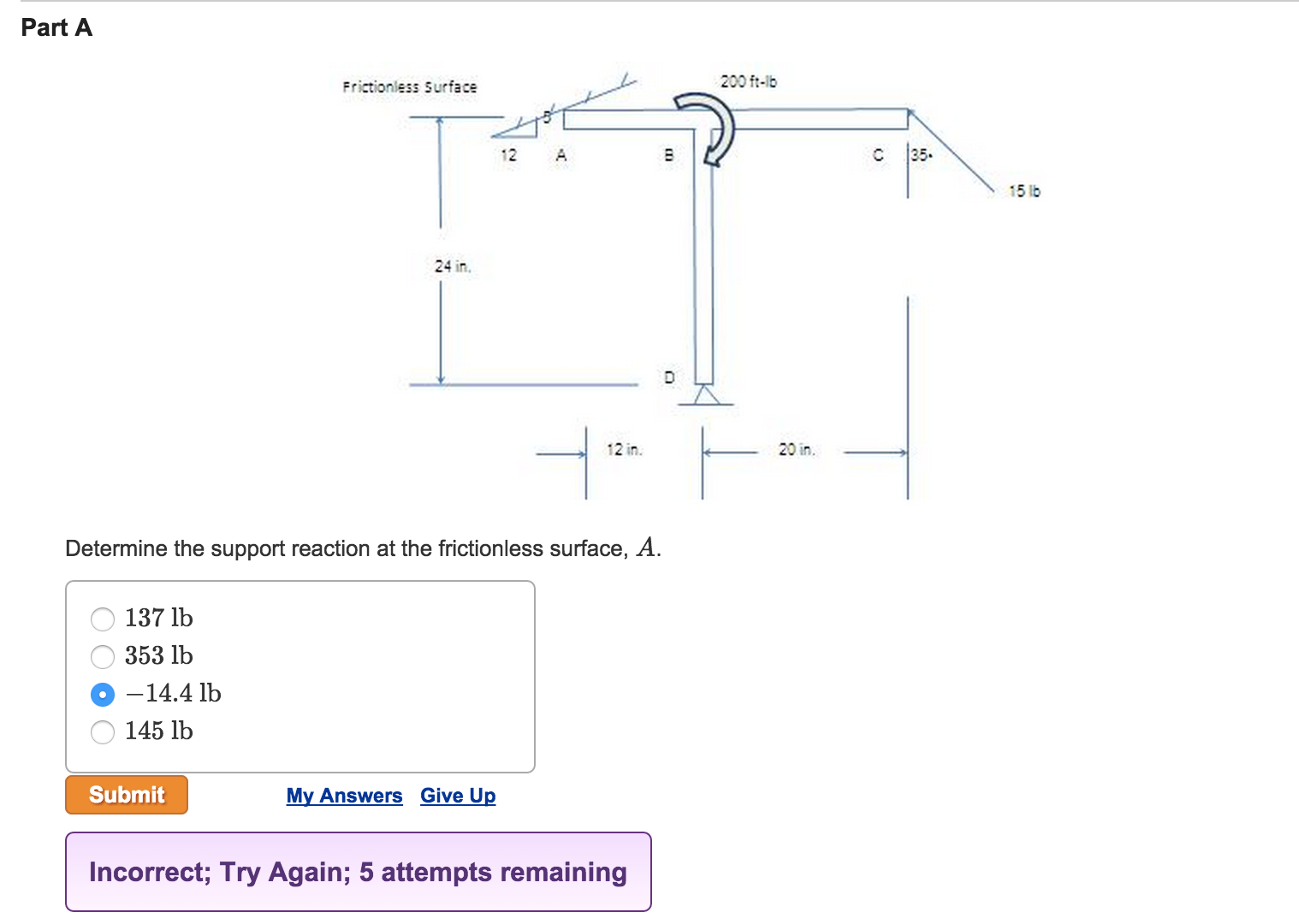 Solved Determine the support reaction at the frictionless | Chegg.com