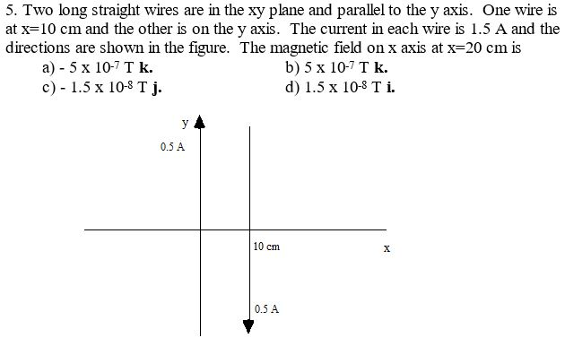 Solved 5. Two long straight wires are in the xy plane and | Chegg.com