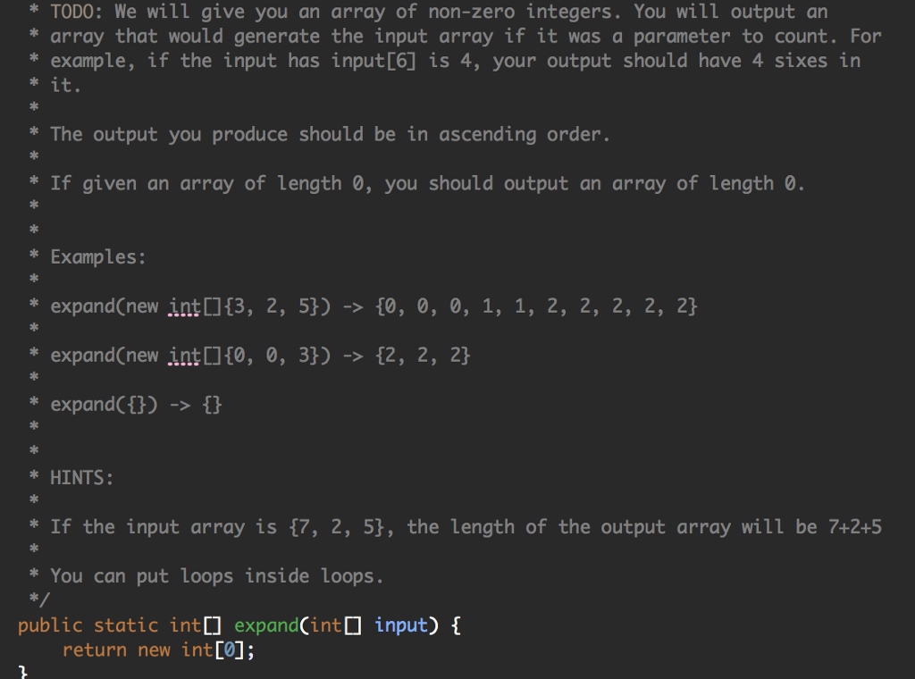Solved TODO: We will give you an array of non-zero integers. | Chegg.com
