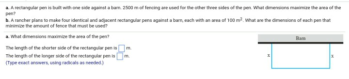 Solved a. A rectangular pen is built with one side against a | Chegg.com