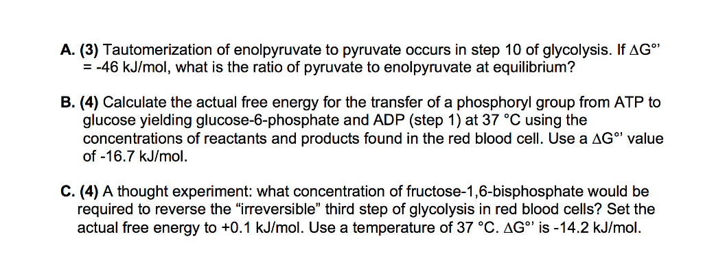 Solved 2. Working with glycolysis The red blood cell | Chegg.com