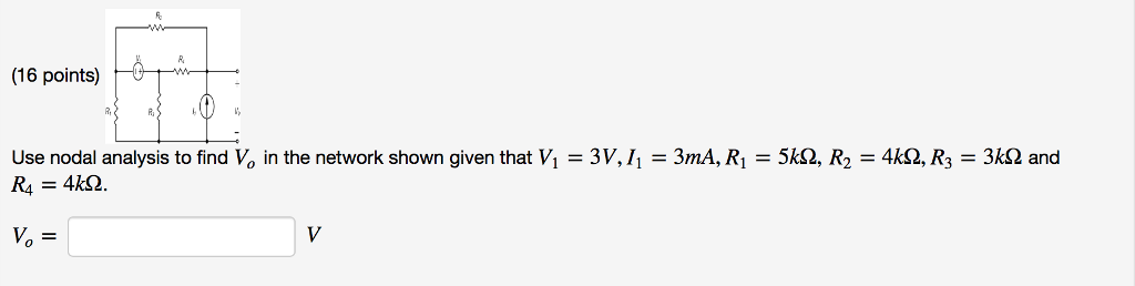 Solved (16 points)- Use nodal analysis to find V, in the | Chegg.com