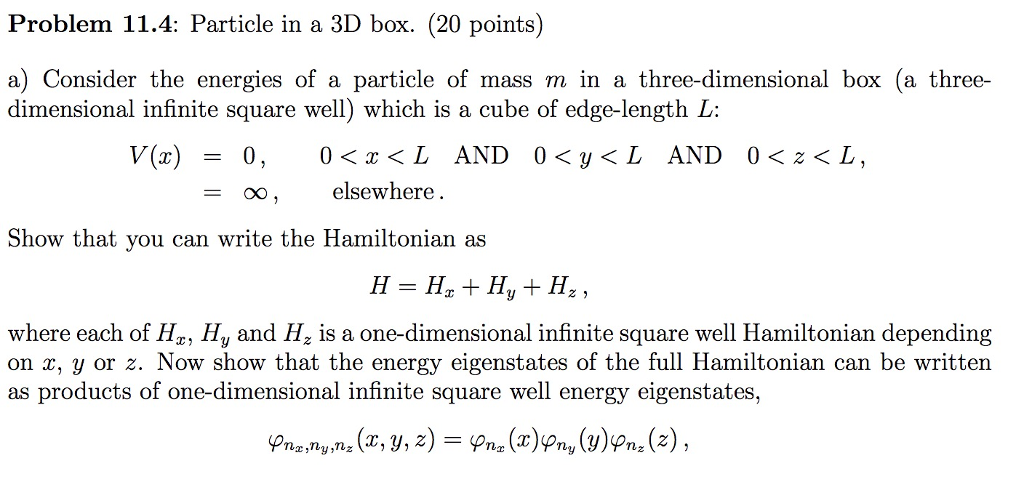 Solved Consider the energies of a particle of mass m in a | Chegg.com