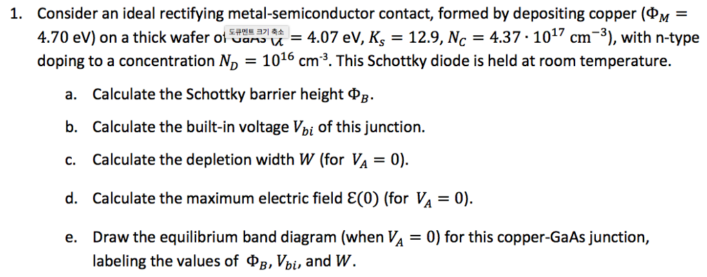 Solved Consider an ideal rectifying metal-semiconductor | Chegg.com
