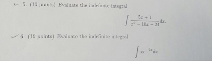 Solved Evaluate the indefinite integral integral 5x + 1/x^2 | Chegg.com