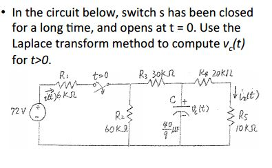 Solved In the circuit below, switch s has been closed for a | Chegg.com