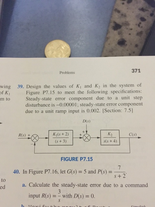 Solved Design the values of k1 and k2 in the system of K | Chegg.com