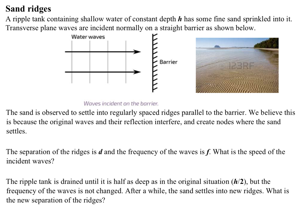Solved Sand ridges A ripple tank containing shallow water of | Chegg.com