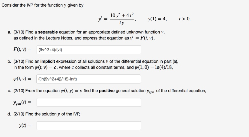 Solved Consider the IVP for the function y given by y' = 10 | Chegg.com