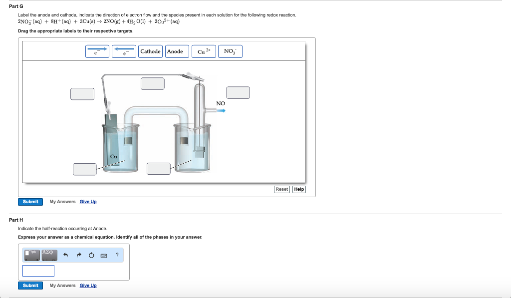 Solved Part G Label anode and cathode, indicate the | Chegg.com