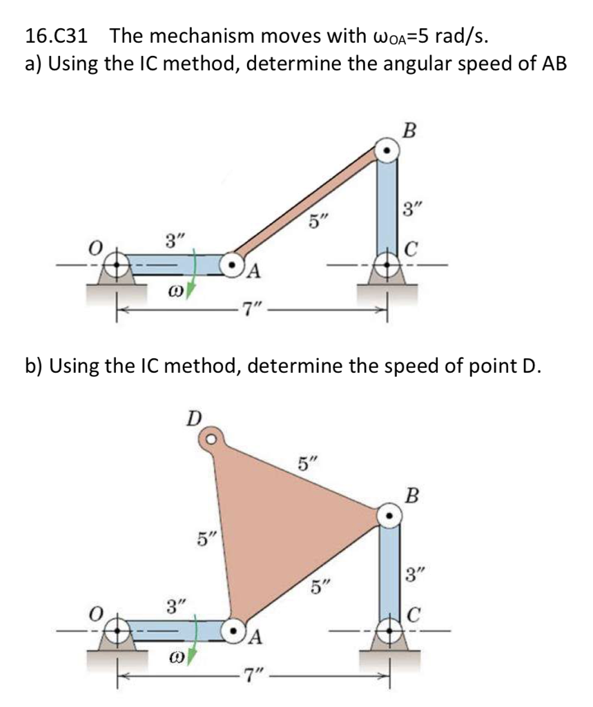 Solved 16.c3! The mechanism moves with ω0,-5 rad/s. a) Using | Chegg.com