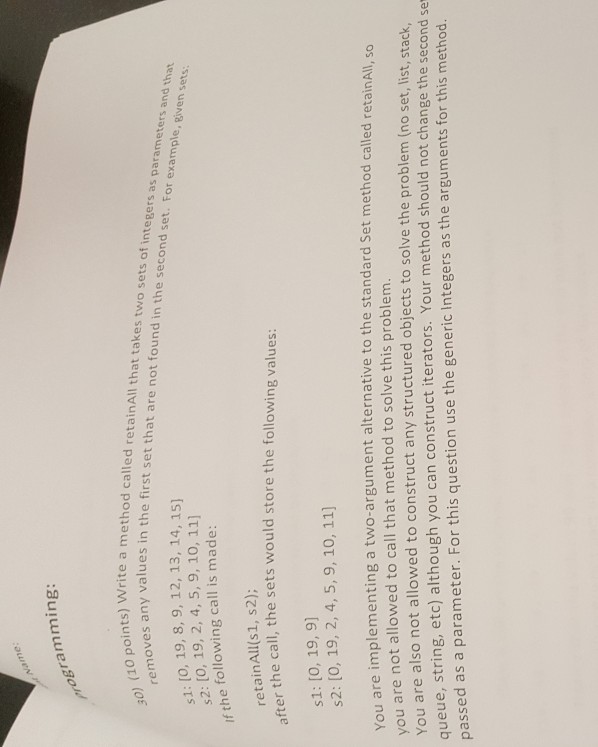 Solved ith gramming: Write a method called retainAll that | Chegg.com