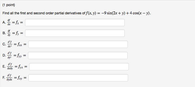Solved Find all the first and second order partial | Chegg.com