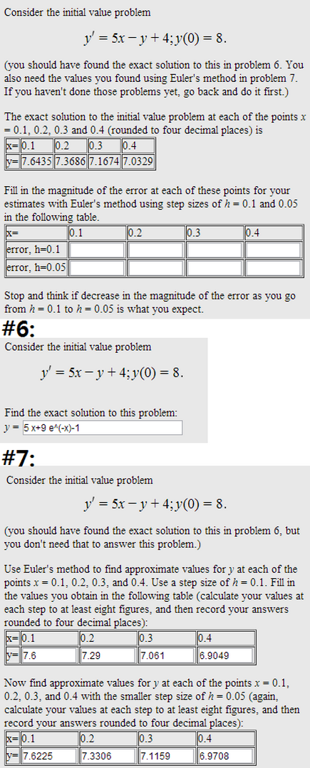 Solved Consider the initial value problem y' = 5x - y + 4; | Chegg.com