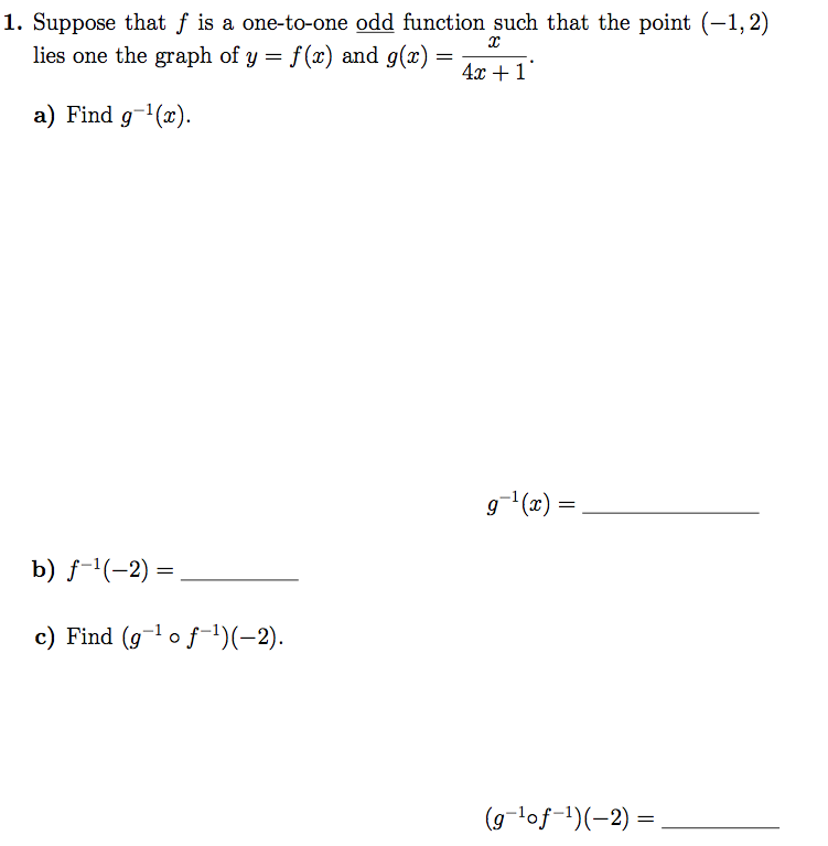 Solved Suppose that f is a one-to-one odd function such that | Chegg.com