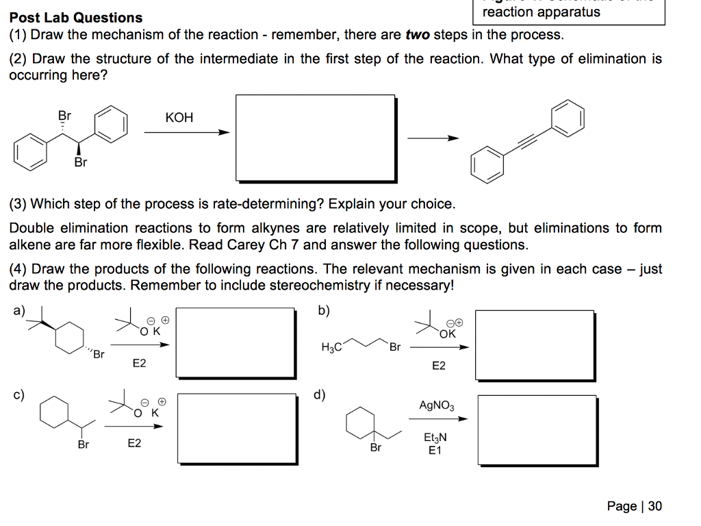 Solved reaction apparatus Post Lab Questions (1) Draw the | Chegg.com