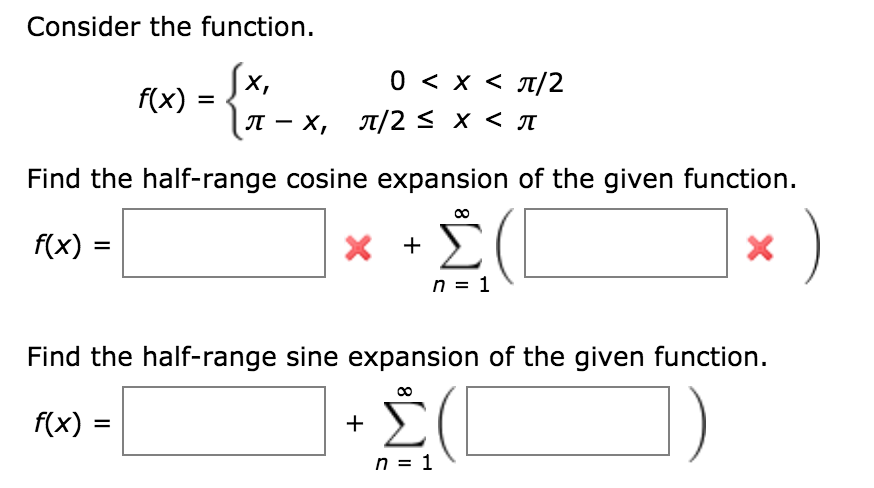 Solved Consider the function. f(x) = π-x, π/2 x Find the | Chegg.com