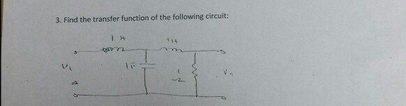Solved Find the transfer function of the following circuit: | Chegg.com