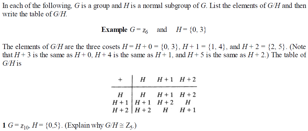 Solved In each of the following, G is a group and His a | Chegg.com