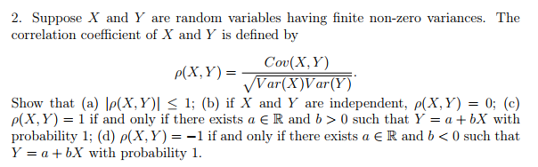 Solved 2. Suppose X and Y are random variables having finite | Chegg.com