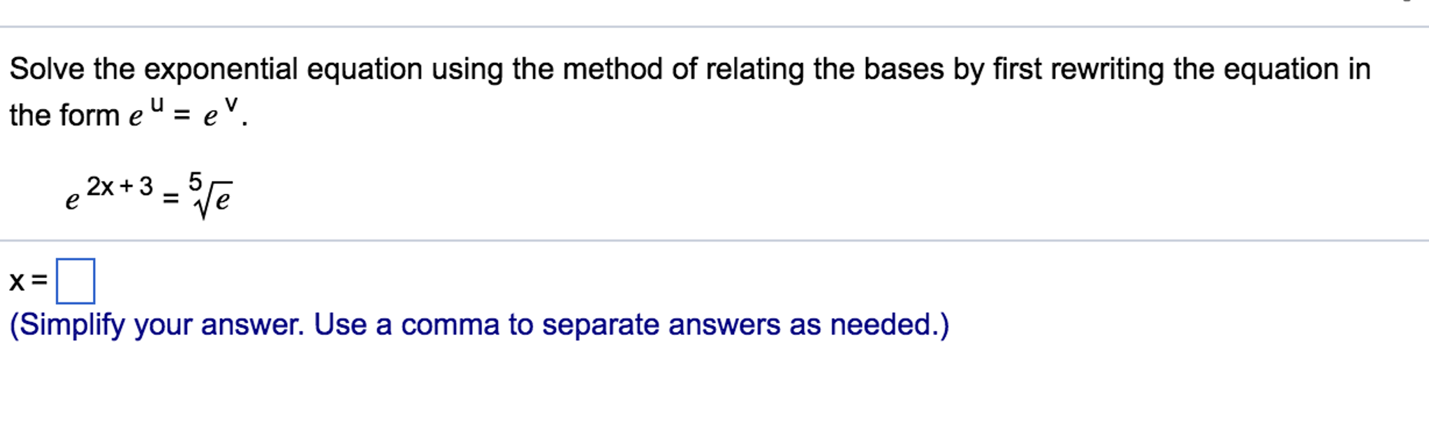 Solved Solve the exponential equation using the method of | Chegg.com