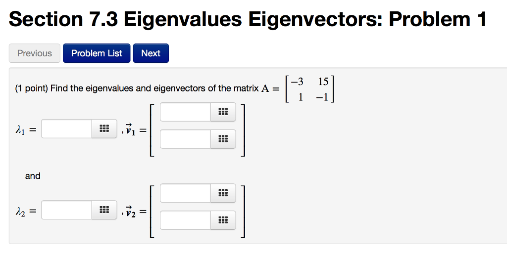 Solved Section 73 Eigenvalues Eigenvectors Problem 1 