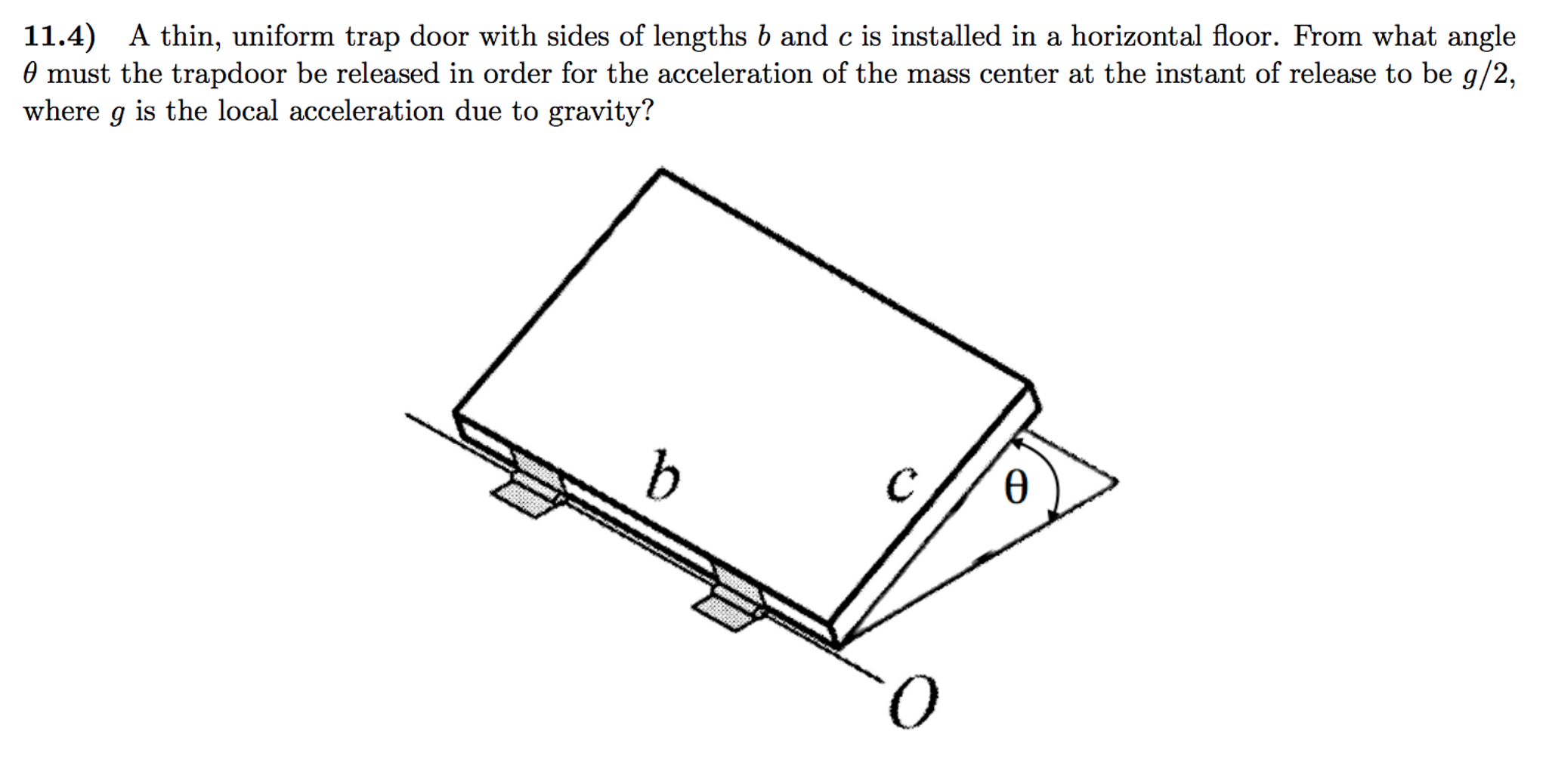 Solved A thin, uniform trap door with sides of lengths b and | Chegg.com
