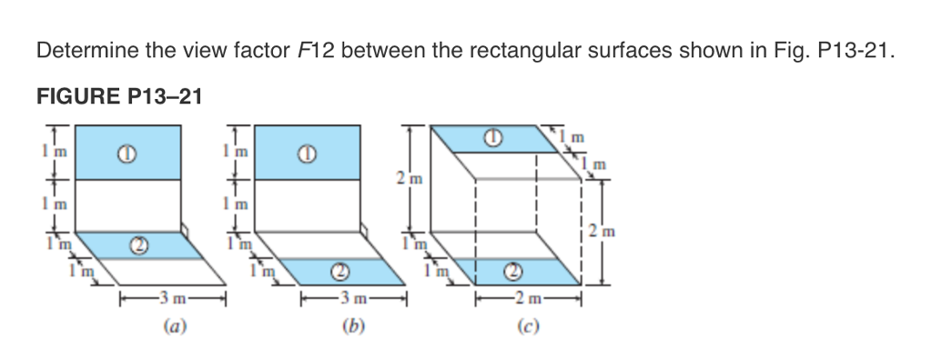 Solved Determine the view factor F12 between the rectangular | Chegg.com