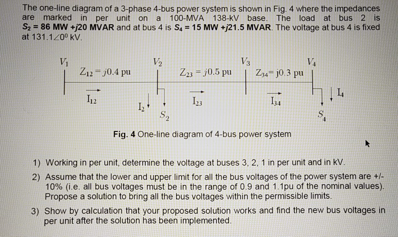 Solved The one-line diagram of a 3-phase 4-bus power system | Chegg.com