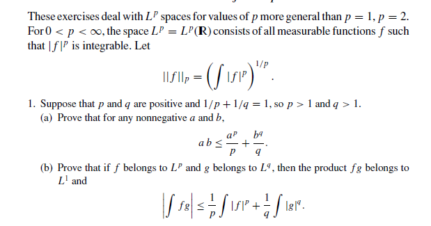 These exercises deal with Lp spaces for values of p | Chegg.com