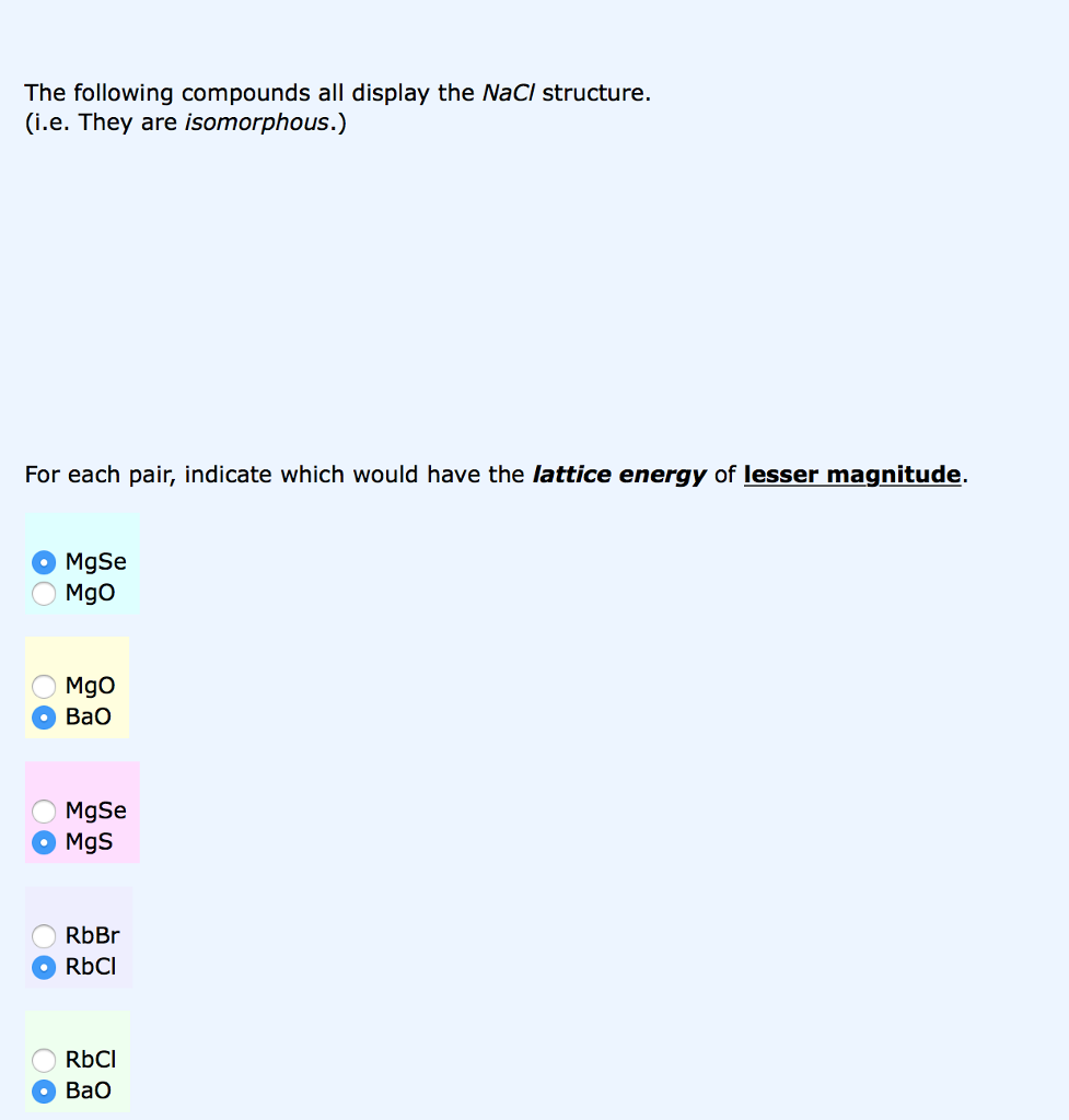 Solved The following compounds all display the NaCI | Chegg.com