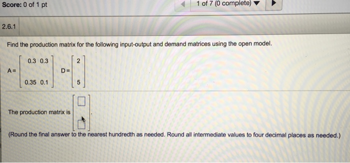 Solved Find the production matrix for the following | Chegg.com