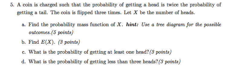 Solved A coin is charged such that the probability of | Chegg.com