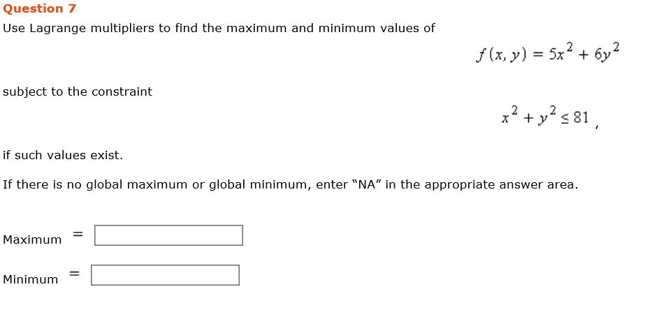 Solved Use Lagrange multipliers to find the maximum and | Chegg.com