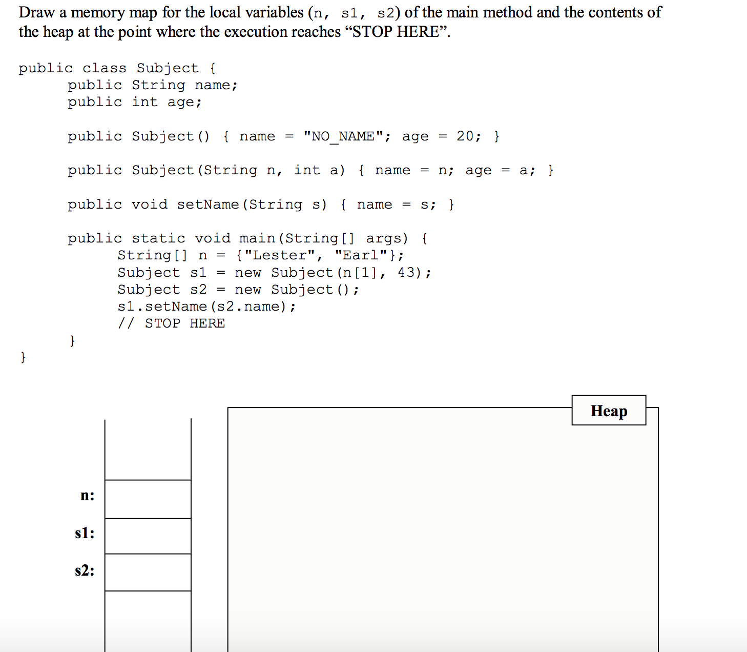 Solved Draw a memory map for the local variables (n, s1, s | Chegg.com